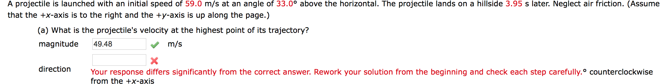 Solved A Projectile Is Launched With An Initial Speed Of