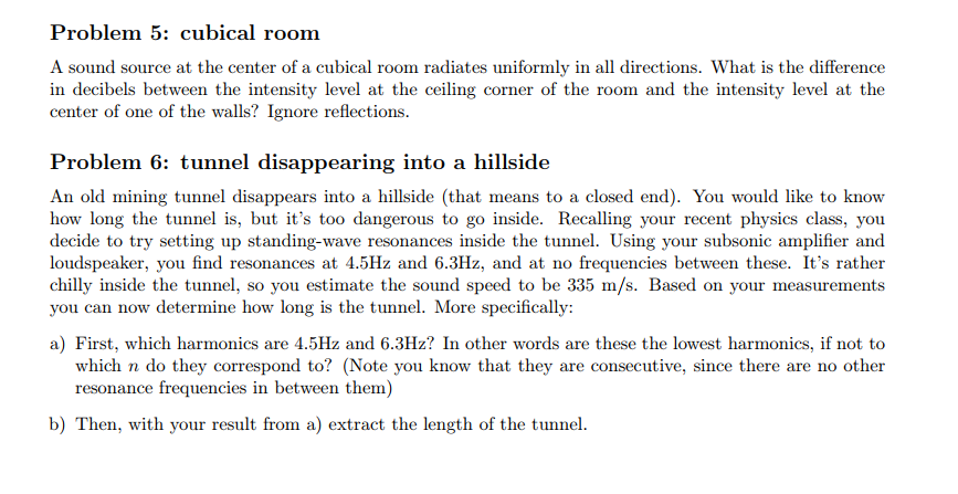 Solved Problem 5: cubical room A sound source at the center | Chegg.com