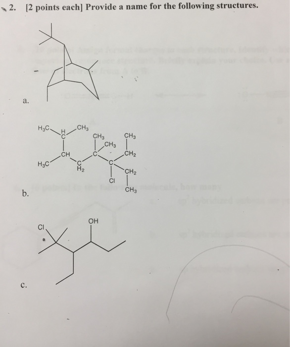 Solved Provide a name for the following structures. | Chegg.com