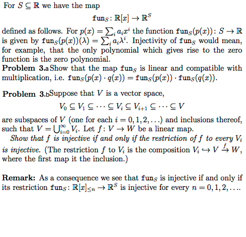 Solved For S R we have the map funs : R[x] rightarrow R^S | Chegg.com