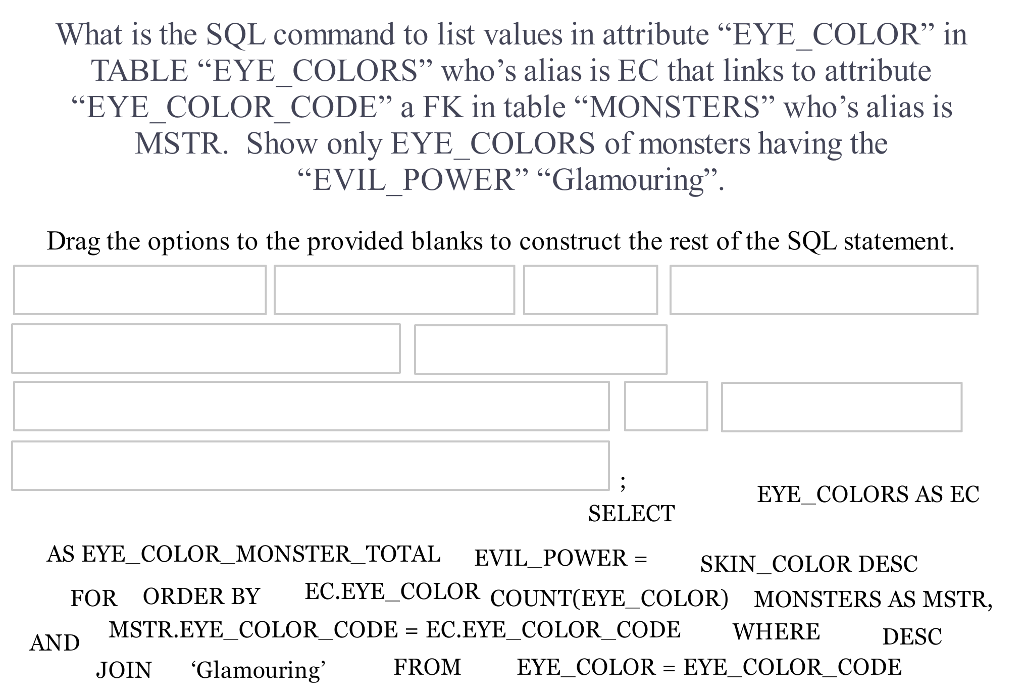 Solved What is the SQL command to list values in attribute | Chegg.com