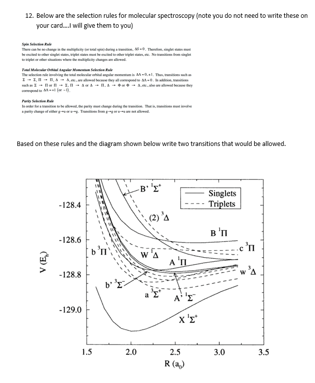 Below are the selection rules for molecular | Chegg.com