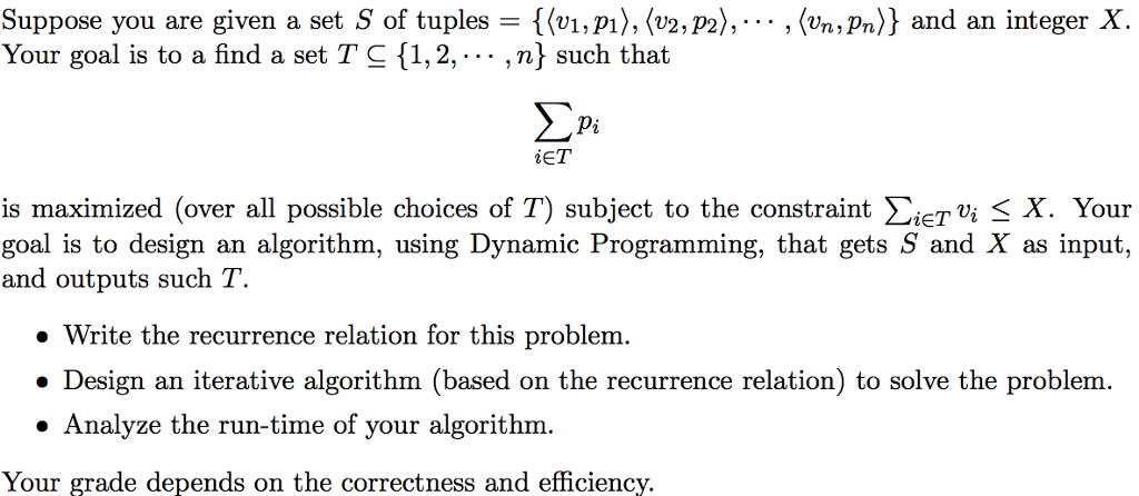 Solved Suppose you are given a set S of tuples = {langle | Chegg.com