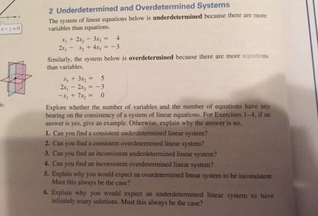 Solved 2 Underdetermined And Overdetermined Systems The