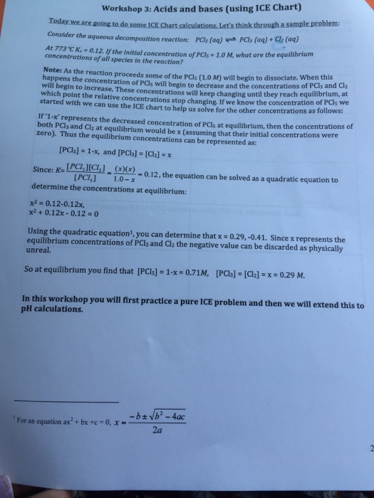 Solved Workshop 3: Acids and bases (using ICE Chart) Today | Chegg.com