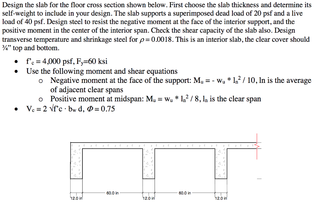 Solved Design the slab for the floor cross section shown | Chegg.com