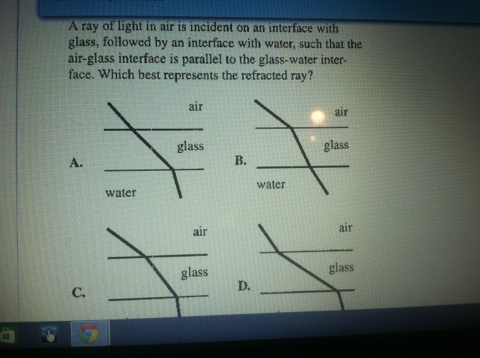 Solved A ray of light in air is incident on an interface | Chegg.com