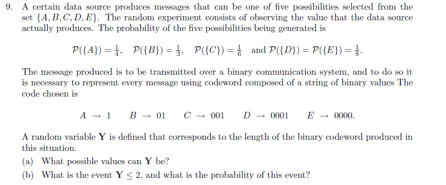 Solved A certain data source produces messages that can be | Chegg.com