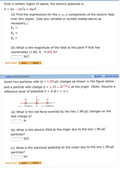 Solved Over a certain region of space, the electric | Chegg.com