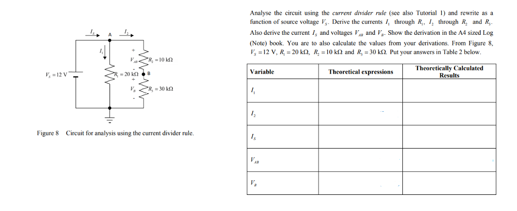 Solved Analyse the circuit using the current divider rule | Chegg.com