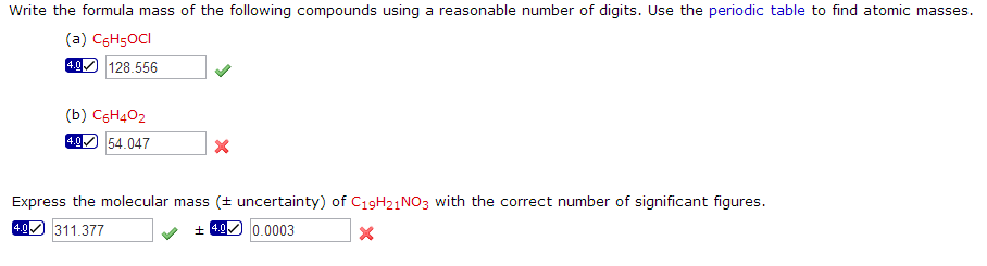Solved Write the formula mass of the following compounds | Chegg.com
