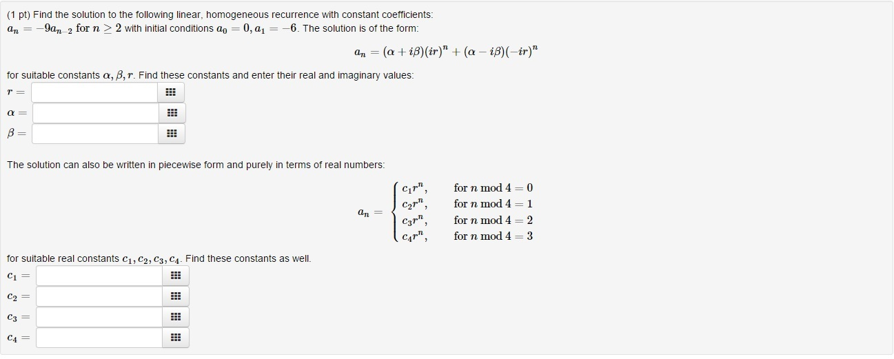 Solved (1 pt) Find the solution to the following linear, | Chegg.com Solved (1 pt) Find the solution to the following linear, | Chegg.com