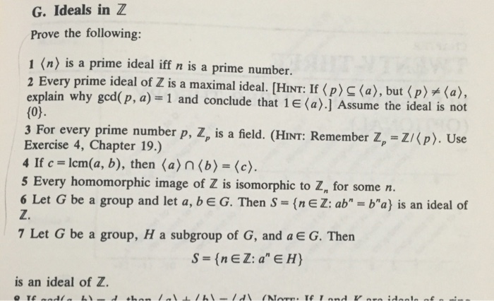 Solved Prove the following: 1 (n) is a prime ideal iff n is | Chegg.com