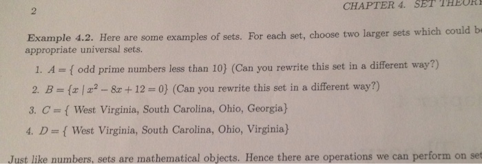 Solved Here are some examples of sets. For each set, choose | Chegg.com
