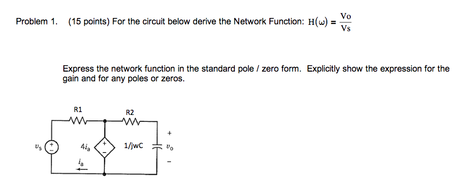Solved For the circuit below derive the Network Function: | Chegg.com