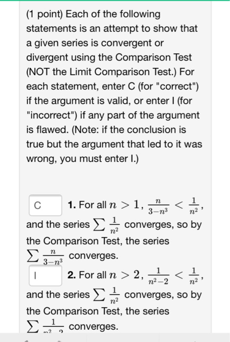 Solved (1 point) For each of the series below select the | Chegg.com