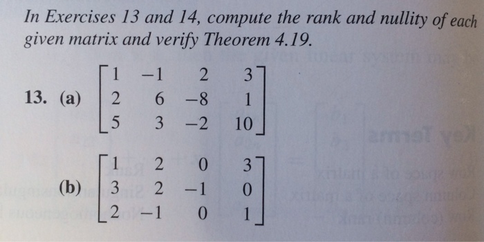 Solved In Exercises 13 and 14, compute the rank and nullity | Chegg.com