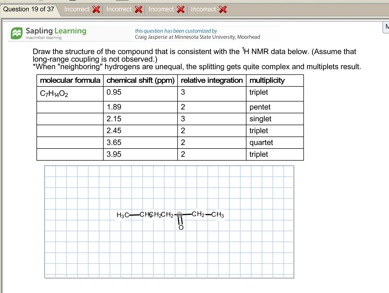 Solved Draw the structure of the compound that is consistent | Chegg.com