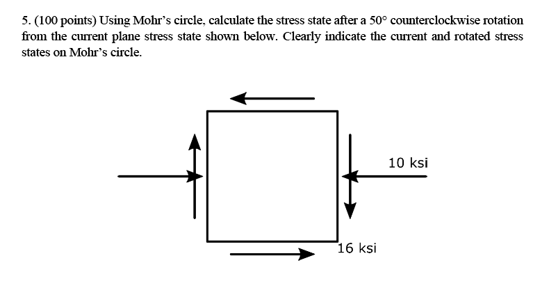 Using Mohr's circle, calculate the stress state after | Chegg.com