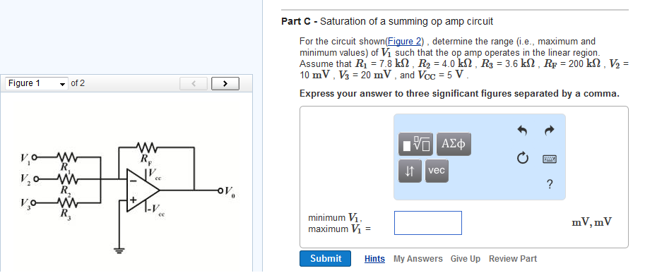 Solved Saturation of a summing op amp circuit For the | Chegg.com