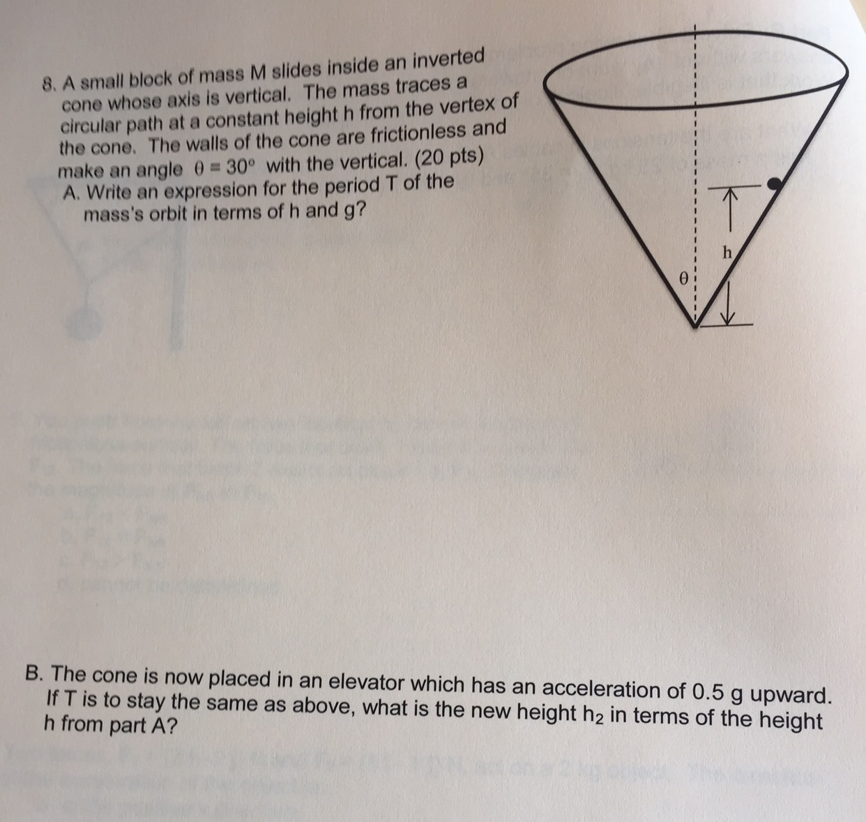 Solved a small block of mass M slides inside an inverted | Chegg.com