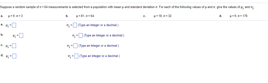 Solved Suppose a random sample of n-64 measurements is | Chegg.com