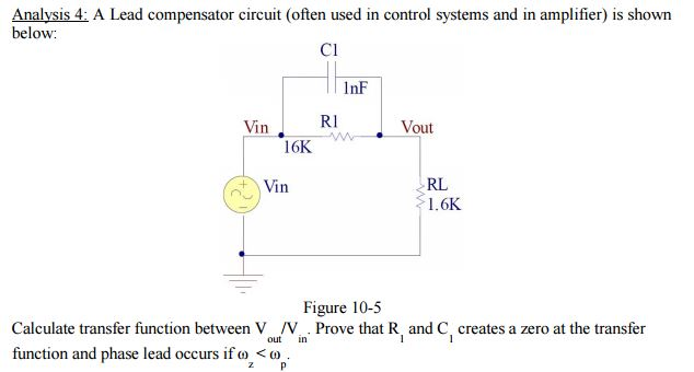 Solved A Lead compensator circuit (often used in control | Chegg.com