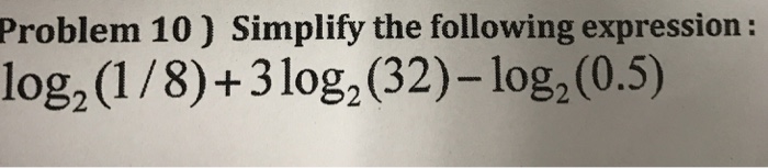 Solved Simplify the following expression: log_2(1/8) + | Chegg.com