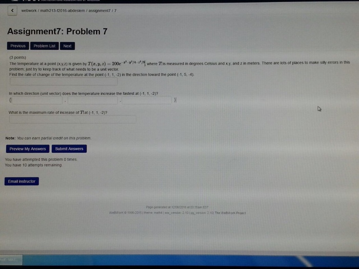 Solved webwork math213-2016 abdeslem assignment7 7 | Chegg.com
