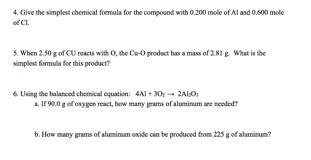 Solved Give the simplest chemical formula for the compound | Chegg.com