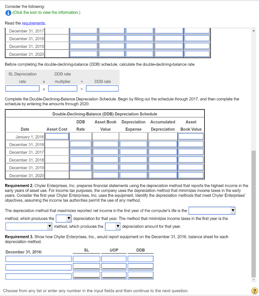 Solved Consider the follo Requirements (Click the i Read the | Chegg.com