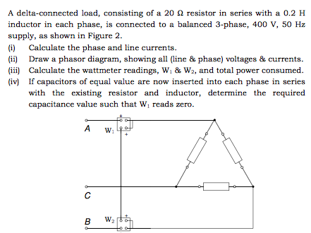 Solved A delta-connected load, consisting of a 20 ohm | Chegg.com