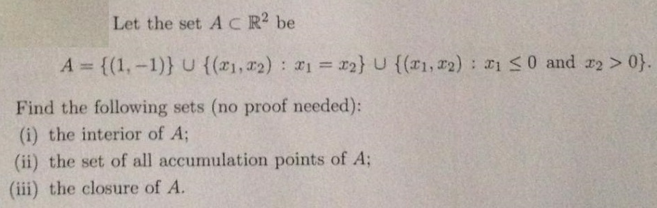 Solved Find the interior, the set of all accumulation | Chegg.com