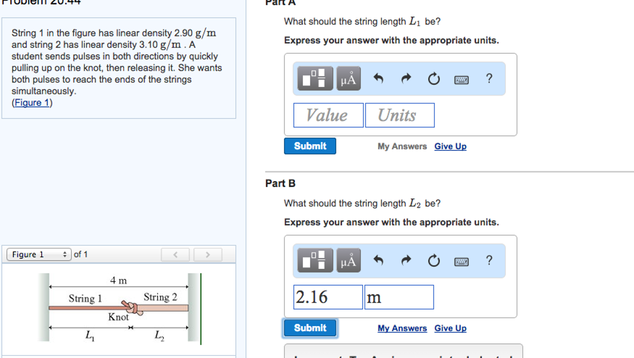 Solved String 1 in the figure has linear density 2.90 g/m | Chegg.com