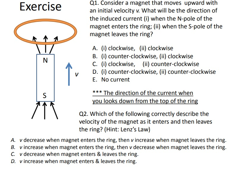 Solved 01. Consider a magnet that moves upward with an | Chegg.com