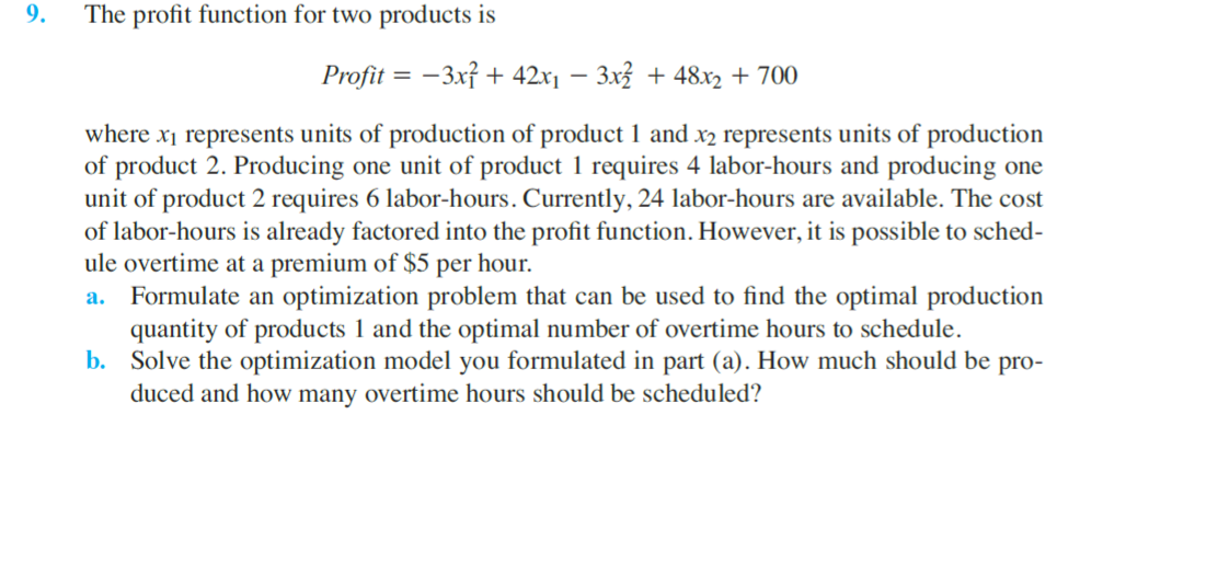 Solved The Profit Function For Two Products Is Profit