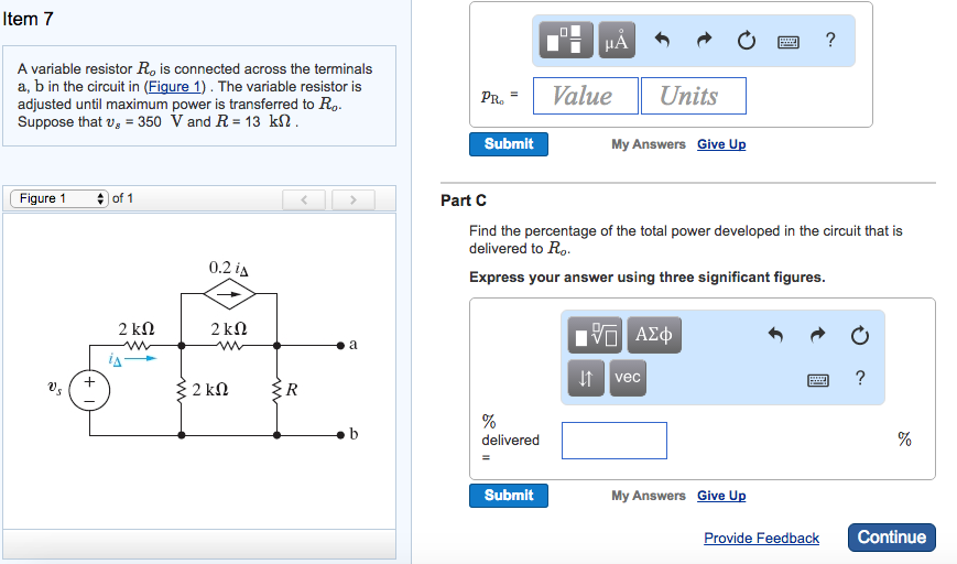 Solved Item 7 A variable resistor Ro s connected across the | Chegg.com