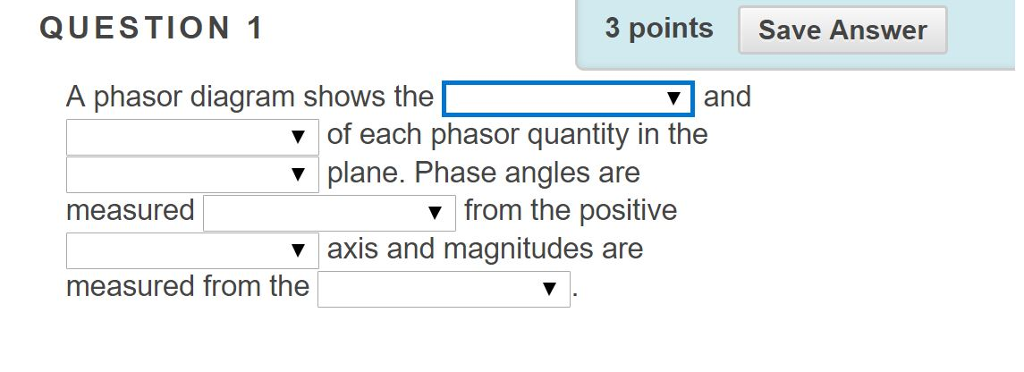 Solved QUESTION 1 3 pointsSave Answer A phasor diagram shows | Chegg.com
