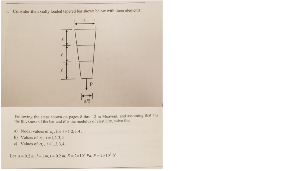 Solved 1. Consider the axially loaded tapered bar shown | Chegg.com