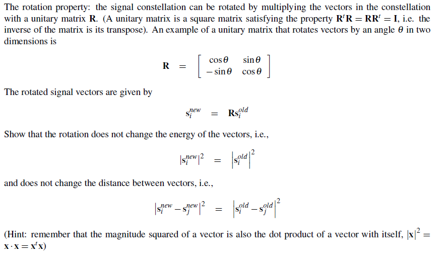 Solved The rotation property: the signal constellation can | Chegg.com