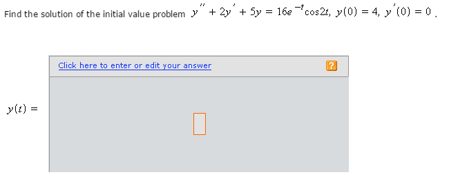 Solved Find the solution of the initial value problem y" + | Chegg.com