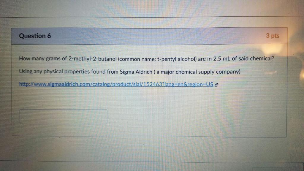 Solved How many grams of 2-methyl-2-butanol (common name: | Chegg.com