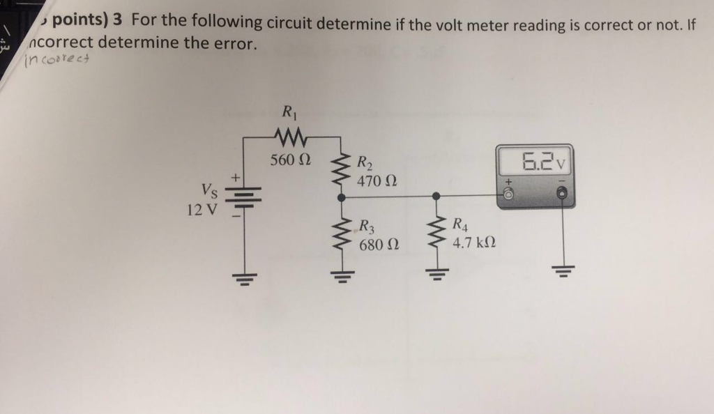 Solved For the following circuit determine if the volt meter | Chegg.com