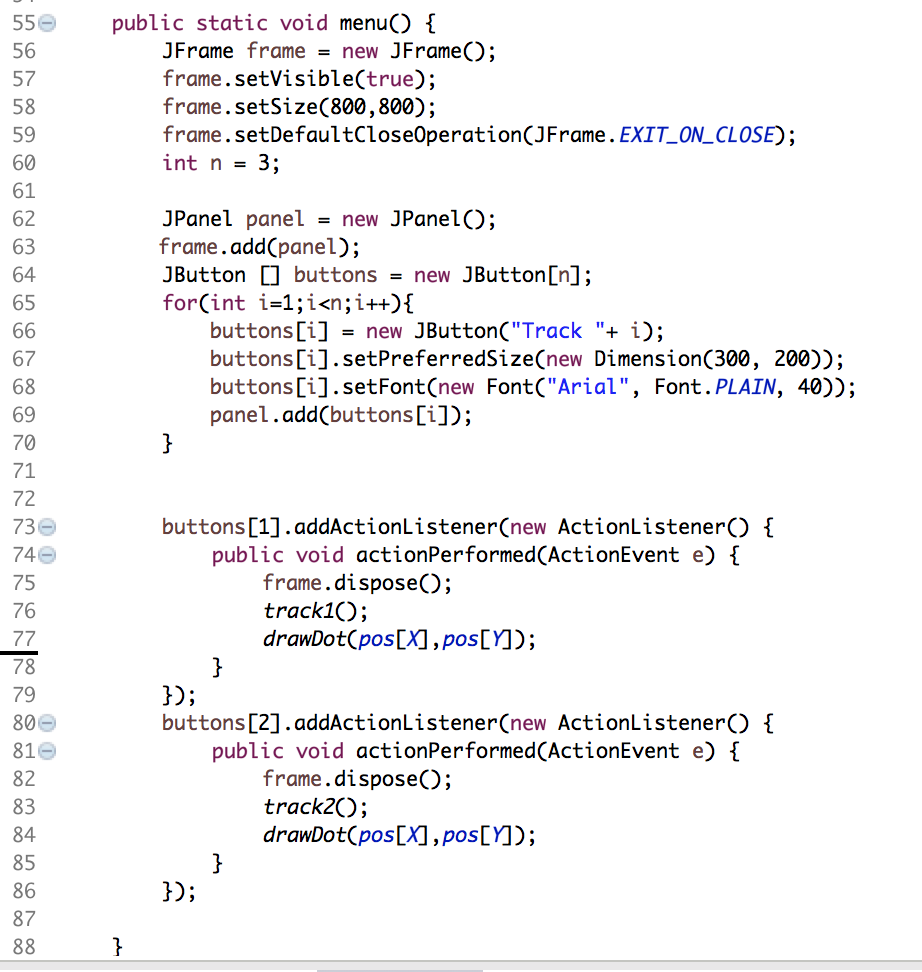 I am trying to create a java game with two tracks, | Chegg.com