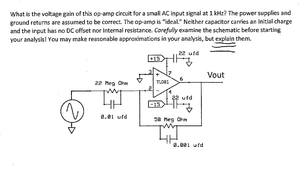 Solved What is the voltage gain of this op-amp circuit for a | Chegg.com