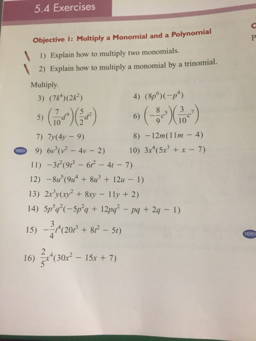 Solved Explain how to multiply two monomials. Explain how | Chegg.com