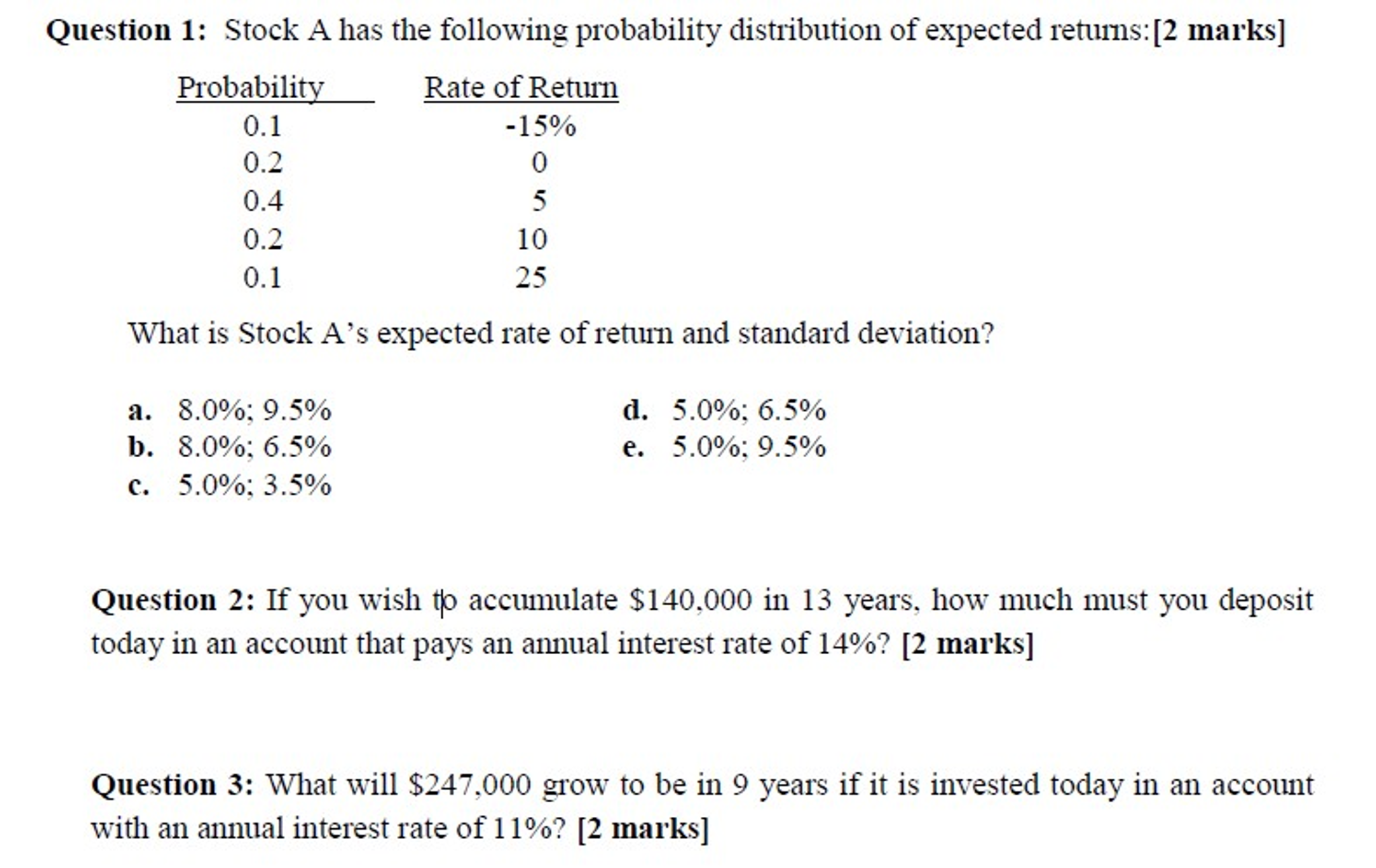 Solved Stock A has the following probability distribution of | Chegg.com
