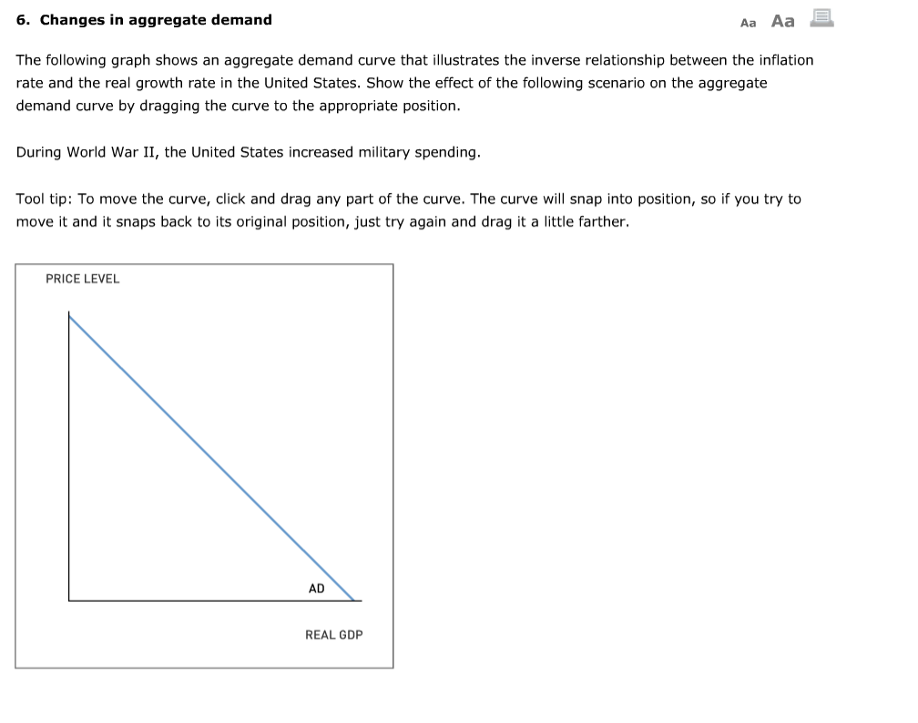 Solved 6. Changes in aggregate demand Aa Aa The following | Chegg.com