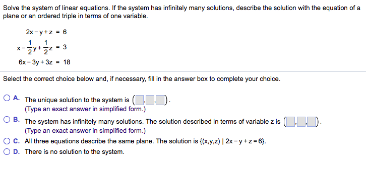 Solved Solve the system of linear equations. If the system | Chegg.com Solved Solve the system of linear equations. If the system | Chegg.com