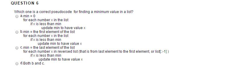 Solved Which One Is A Correct Pseudocode For Finding A